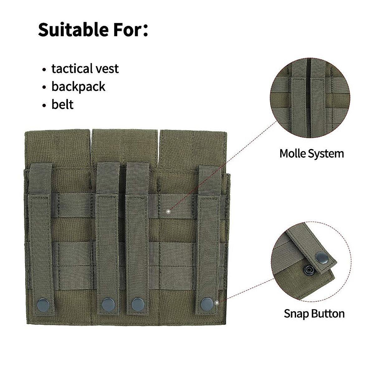 EXCELLENT ELITE SPANKER Tactical Molle Single/Double/Triple Mag Pouch for M4 M14 M16 AR15 AR10 G36 Magazine Holds 2 Mags(Ranger Green)
