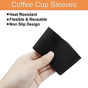Piutouyar 6 Pcs Reusable Coffee Cup Sleeves, 6 Color Heat-resistant Nonslip Silica Gel Sleeve, Mug Cup Protector for Coffee Mug