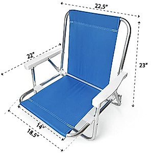 Beachland Aluminum Folding Sand Chair with Armrests - 1 Position - Lightweight Beach Chair - Small and Portable (2, Blue-Mint)