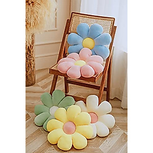 Suriana Flower-Shaped Floor Pillow Chair Back Cushion Office Sedentary Tatami Car Butt Cushion Yellow 40CM