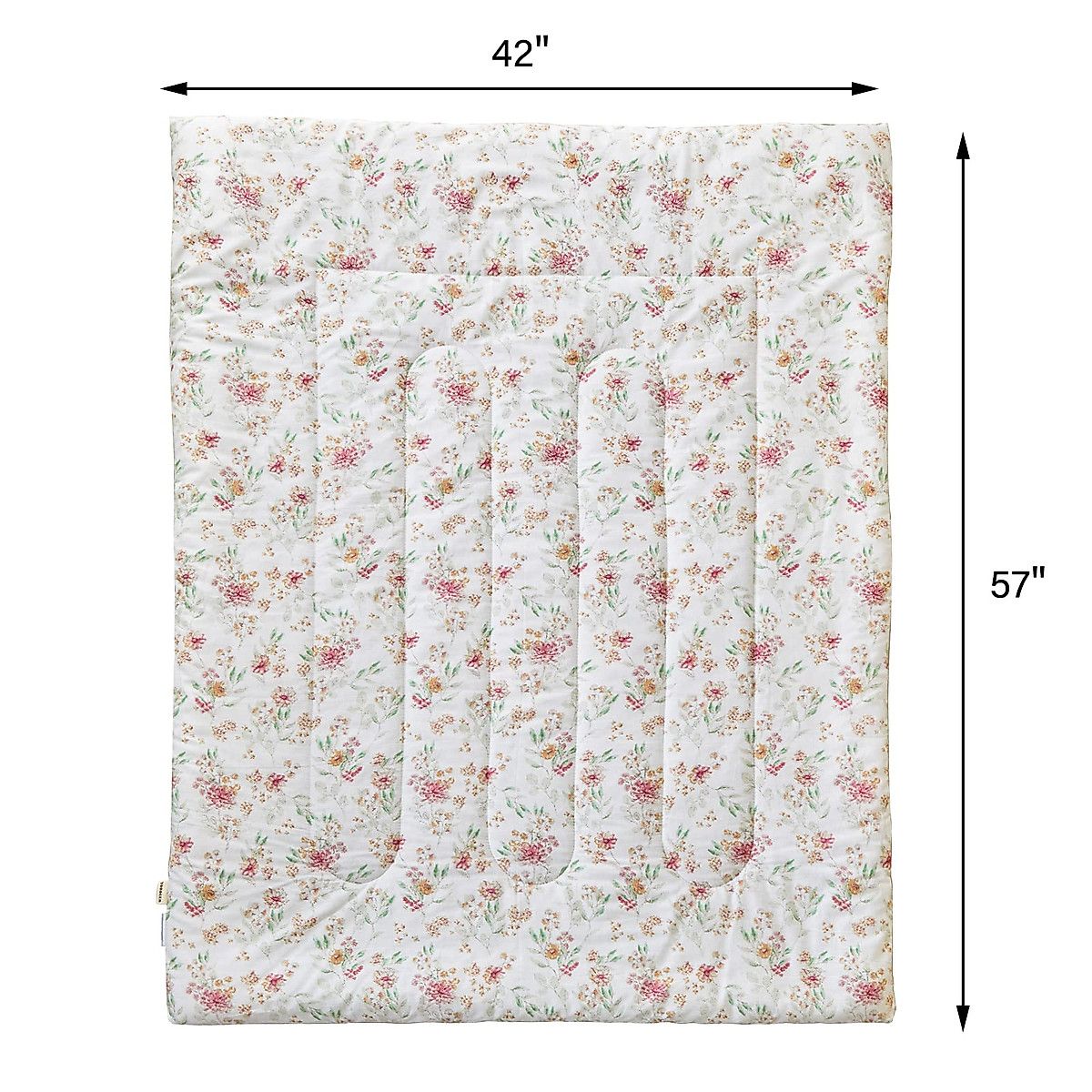 Joyreap 4 Piece Cotton Toddler Bedding Set for Girls, Pink Flowers on White Design, Soft Breathable Cotton Toddler Comforter Set, Includes Quilted Comforter, Fitted Sheet, Top Sheet, and Pillow Case