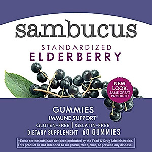 Nature's Way Sambucus Black Elderberry Gummies with Vitamin C and Zinc, 60 Gummies