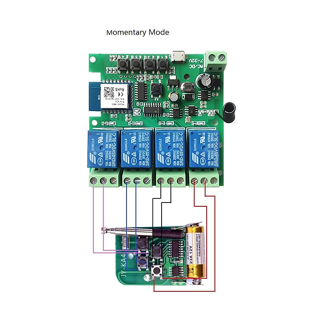 MHCOZY WiFi RF Relay Switch,Set to emulate Both pushbutton with Inching Mode and switches with Self-Locking Mode,WiFi Remote and Voice Control Garage gate Fireplace (Smart Life app, 4CH)