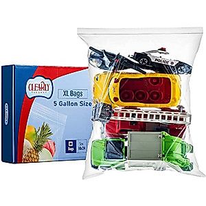 [ 30 COUNT ] Extra Large Reclosable Bags, 5 Gallon Jumbo Size 18" x 24" Strong Clear Big Storage Bags -2 MILL THICK -For Food Prep, Moving, Travel, & Organization