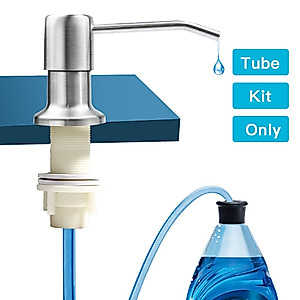 Sink Soap Dispenser Extension Tube kit with Upgraded Check Valve, 47” Silicone Tube, Not Easy to Bend, Stopper Cap to Fit Most Soap Containers, No Need to Fill The Little Bottle Again