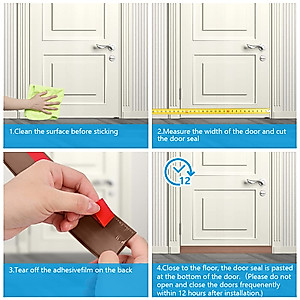 Ainiv Door Draft Stopper Under Door Seal, 2" W x 39" Cutable Soundproof Door Seal, Adhesive Under Door Sweep Weather Stripping Soundproof Kit, Under Door Draft Stopper Seals Anti-Collision-Brown
