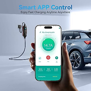 Youwoauto Level 2 EV Charger (40Amp, 240V, NEMA 14-50Plug) Portable EV Charger Works with All NACS EVs, 10KW EV Charger Level 2 Electric Vehicle Charger with 16.4 ft Cable, Fits Home & Outdoor Use