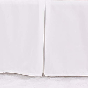 CaSaJa Classic Microfiber Crib Skirt with 2 Pleated Workmanship, Soft Breathable Dust Ruffle Fits Standard Crib and Toddler Bed, Pure White Color for Baby Boys and Girls, 14 inches Drop, White