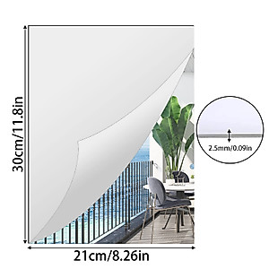 QEEYON 4Pcs Acrylic Mirror Sheets, 8"x12" Wall Mounted Mirror Tiles Self Adhesive Mirror Stickers Frameless Full Body Mirror Tiles for Wall Bedroom Bath Home Decor