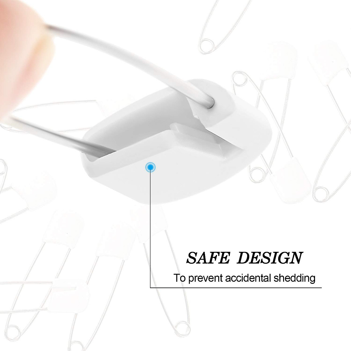 50 Pieces Diaper Pins Safety 2.2 Inch Plastic Head Cloth Diaper Nappy Pins with Locking Closures Stainless Steel with Velvet Bag(White)