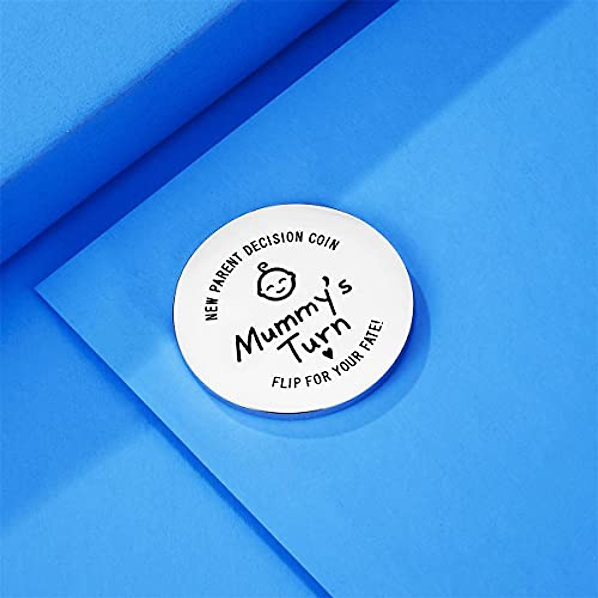 CJ&M Fun New Parents Decision Coin, Engraved Wooden Fun Coin for Decision Making, New Baby Gift