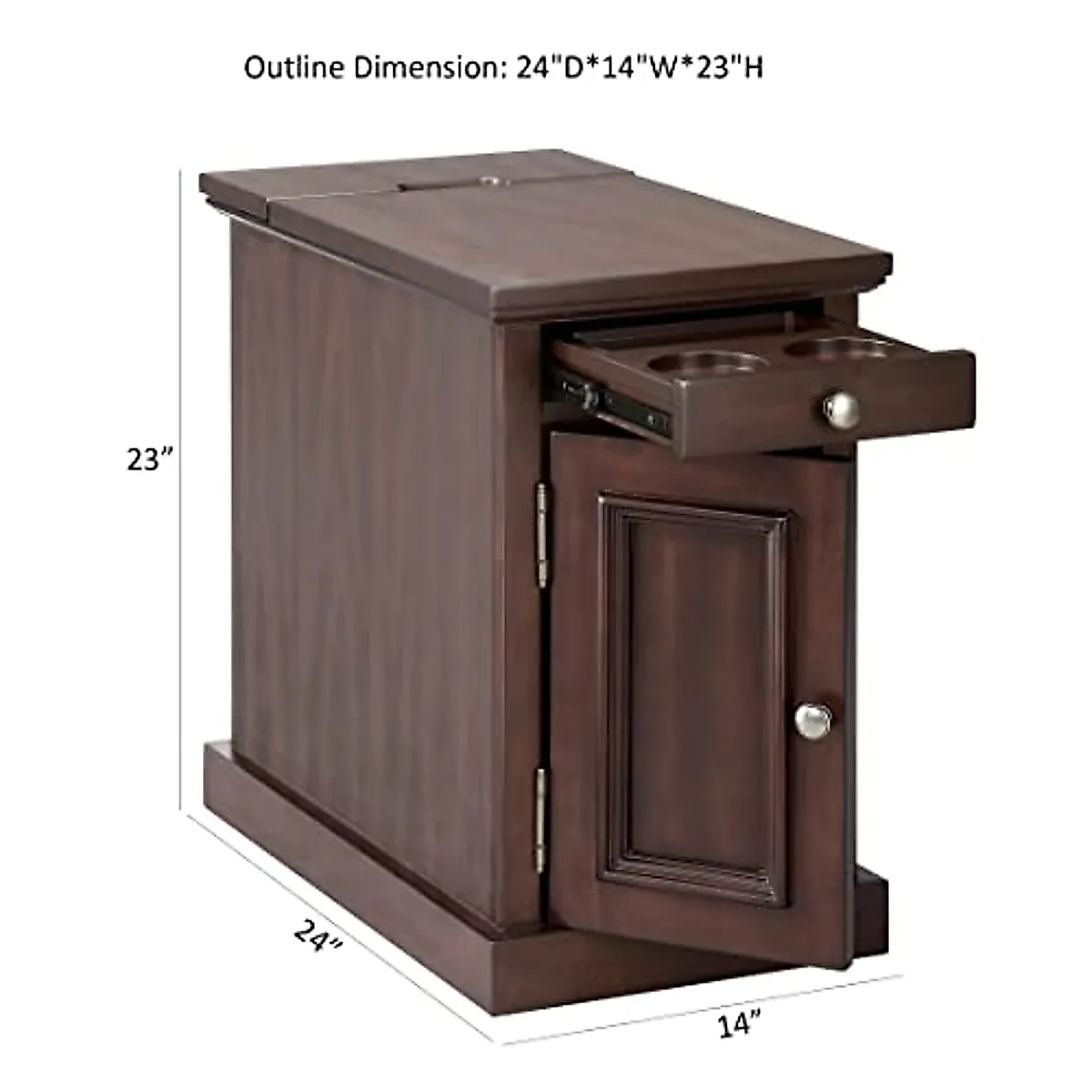 Ball & Cast Traditional End Table with Charging Station Chair Side Table with Charging Outlets and USB Ports, Sable Brown