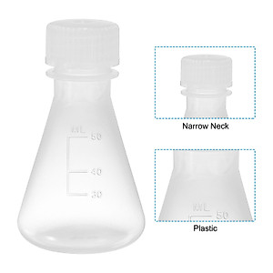 PATIKIL Erlenmeyer Flask, 3 Pcs 50ml 125ml 250ml Narrow Mouth Graduated Flasks with Screw Cap Plastic Flasks with Printed Graduation for Lab Experiment Chemistry Science Study