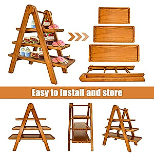 3 Tier Serving Tray, Tiered Serving Tray - Wood Serving Stand, 3 Tier Wood Cupcake Stand, Vintage Party Trays, Wooden Party Trays for Serving Food