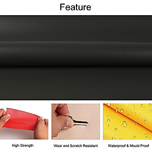 Waterproof Synthetic Leather Upholstery Fabrics, Soft Anti-UV Material,Hypoallergenic Easy to Clean Non-Peeling (1Yard, Black)