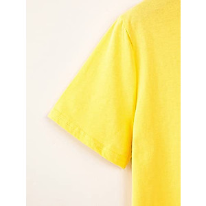 SOLY HUX Women's Letter Print Graphic Tees Short Sleeve Tops Casual Summer T Shirt Yellow L