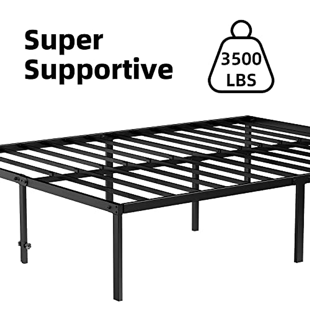 WILSLAT 16 Inch Metal Full Size Platform Bed Frame, Black Metal Bed Frame Full with 14 Inch Storage, 3500 lbs Heavy Duty Steel Slat Support, Noise Free, No Box Spring Needed, Easy Assembly
