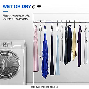 Sehloran Plastic Hangers 50 Pack,Space Saving Notched Hangers, Space Saving Slim Hangers, Heavy Duty Clothes Hanger for Coats,Pants,Dress,Shirts,White&Black,Made in USA