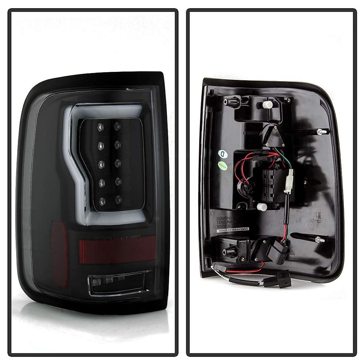 ACANII - For 2004-2008 Ford F150 LOBO Styleside Black Housing LED Tube Tail Lights Brake Lamps Driver & Passenger Side