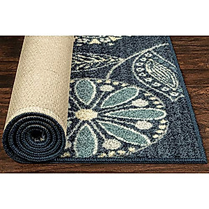 Maples Rugs Reggie Floral Runner Rug Non Slip Hallway Entry Carpet [Made in USA], 2' x 6', Persian Blue
