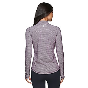 Avalanche Women's Long Sleeve Lightweight Partial 1/4 Zip Running Top Stripe Berry L