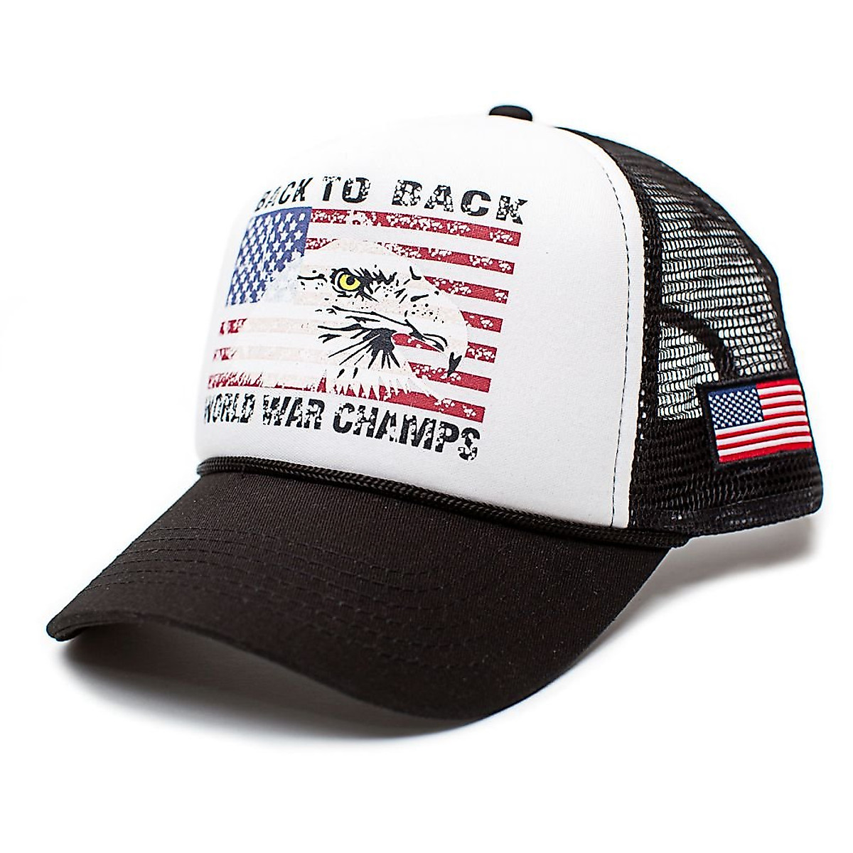 Back To Back World War Champs Eagle Unisex-Adult Trucker Hat -One-Size (Black/White/Black)