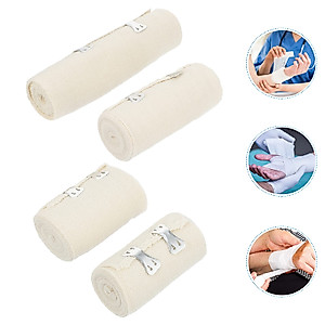 Baluue 4 Rolls Elastic Band Gauze Pads Non Woven Gauze Stretchy Gauze wrap self Adherent wrap cohesive Tape Gauze Adhesive Tape Medical Cloth roll Nylon Protection