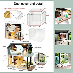 Spilay DIY Dollhouse Miniature with Wooden Furniture,DIY Dollhouse Kit with Dust Proof and Music Movement,1:24 Scale Creative Room Gift Idea for Adult Friend Lover(Meet Happiness)