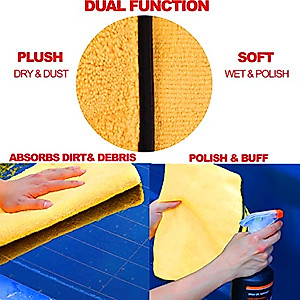 Simple Houseware Professional Grade Ultra Plush Premium Microfiber Towels, 410 GSM (16 inch x 24 Inch) (6 Pack) - Safe for Car Wash, Home Cleaning & Pet Drying Cloths