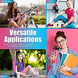 2 Pcs 16 oz Kids Insulated Water Bottle with Wide Handle, Stainless Steel Double Wall Vacuum Leak Proof Kids Bottle, Keep Hot or Cold Cute Metal Water Bottle for School Boys Girls (Rainbow, Unicorn)