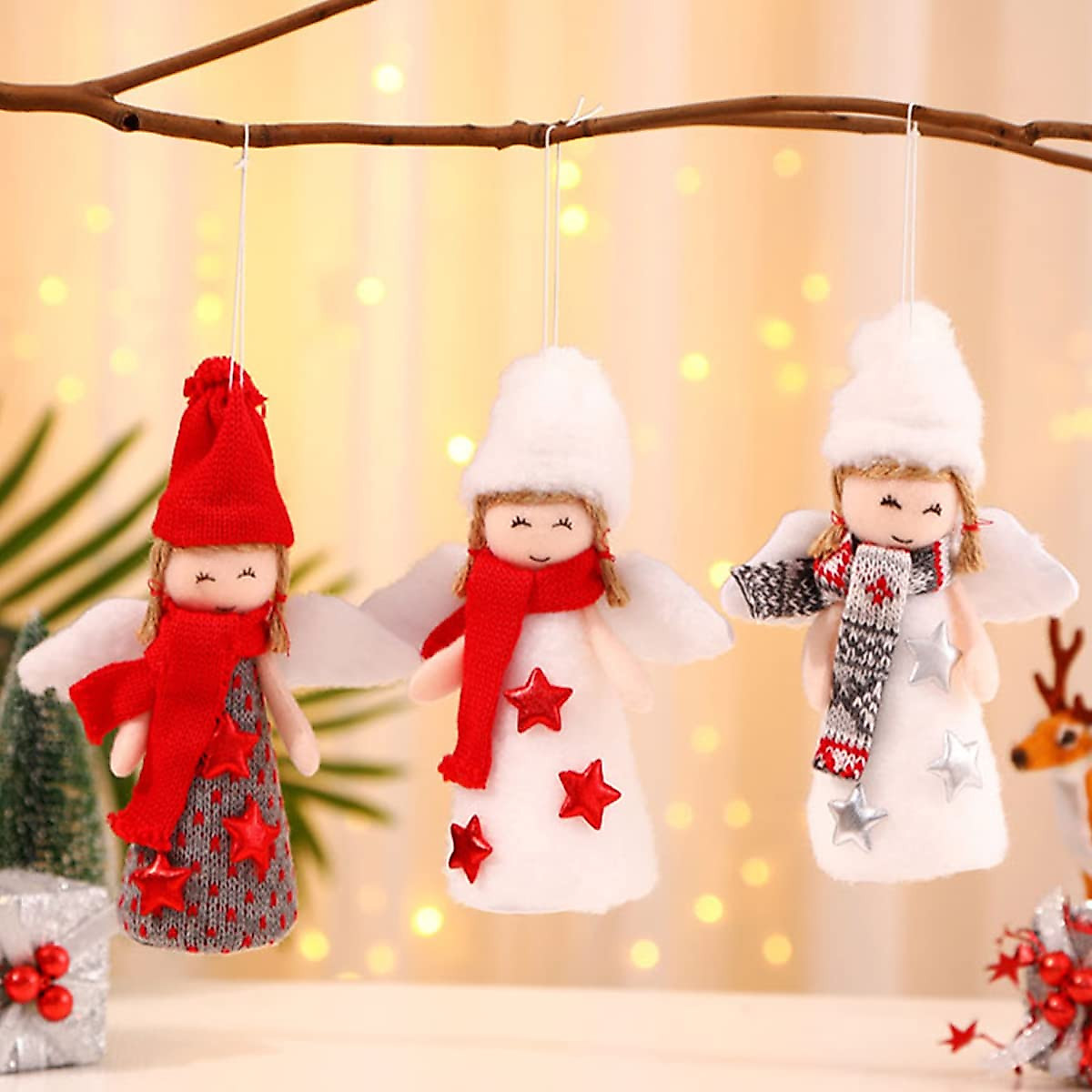 Christmas Hanging Ornaments, 6pcs Cute Christmas Hanging Decorations Christmas Angel Dolls Christmas Tree Hanging Pendants Christmas Decoration Indoor Outdoor
