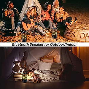 Vanten 2 Packs 10W Outdoor Bluetooth Speakers, Bluetooth 5.3 Led Flame Speaker, Sync up to 100 Wireless Portable Speaker with Stake and Hook, IPX6 Waterproof Bluetooth Speakers for Home Patio Party