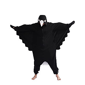 ofodoing Adult Animal Crow One-piece Pajamas Cosplay Animal Homewear Sleepwear Jumpsuit Costume for Women Men