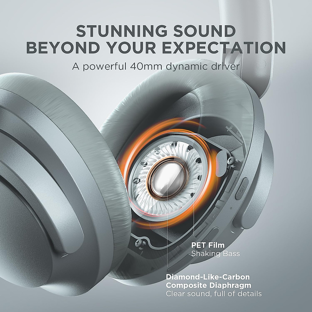 1MORE SonoFlow Active Noise Cancelling Headphones, Bluetooth Headphones with LDAC for Hi-Res Wireless Audio, 70H Playtime, Clear Calls, Preset EQ Via App, Silver