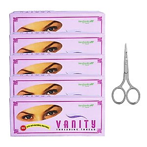 Vanity Threading Thread Pack of 5 (5 x 10 spools) with Behal International Scissor