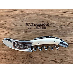 Laguiole En Aubrac Sommelier Waiter's Corkscrew, Zebu Bone Handle, Wine Opener With Foil Cutter & Bottle Opener