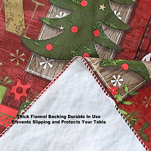 Newbridge Red Sleigh Bells Ring Country Rustic Vinyl Flannel Back Vinyl Christmas Tablecloth, Moose Antlers, Sleighs and Festive Xmas Wipe Clean Tablecloth, 52 Inch x 70 Inch Oblong/Rectangle