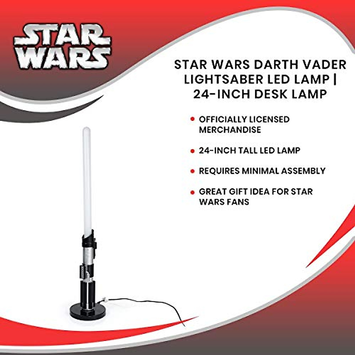 Robe Factory LLC STAR WARS Darth Vader LED Light | Desk Lamp | Night Light | 24 Inches