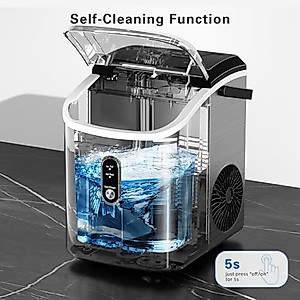 ZAFRO Nugget Ice Maker Countertop with Handle, Stainless Steel, 35Lbs/24Hrs,7 Mins Ice Making, Pellet Ice Maker with Ice Basket/Ice Scoop for Home/Bar/Party/Office