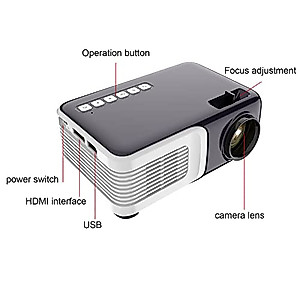 Aopirta HD Projector Home Bedroom Home Projector Small Portable Mini Projector Supports HDMI On The Same Screen and Connected to Outdoor Mobile Power Supply
