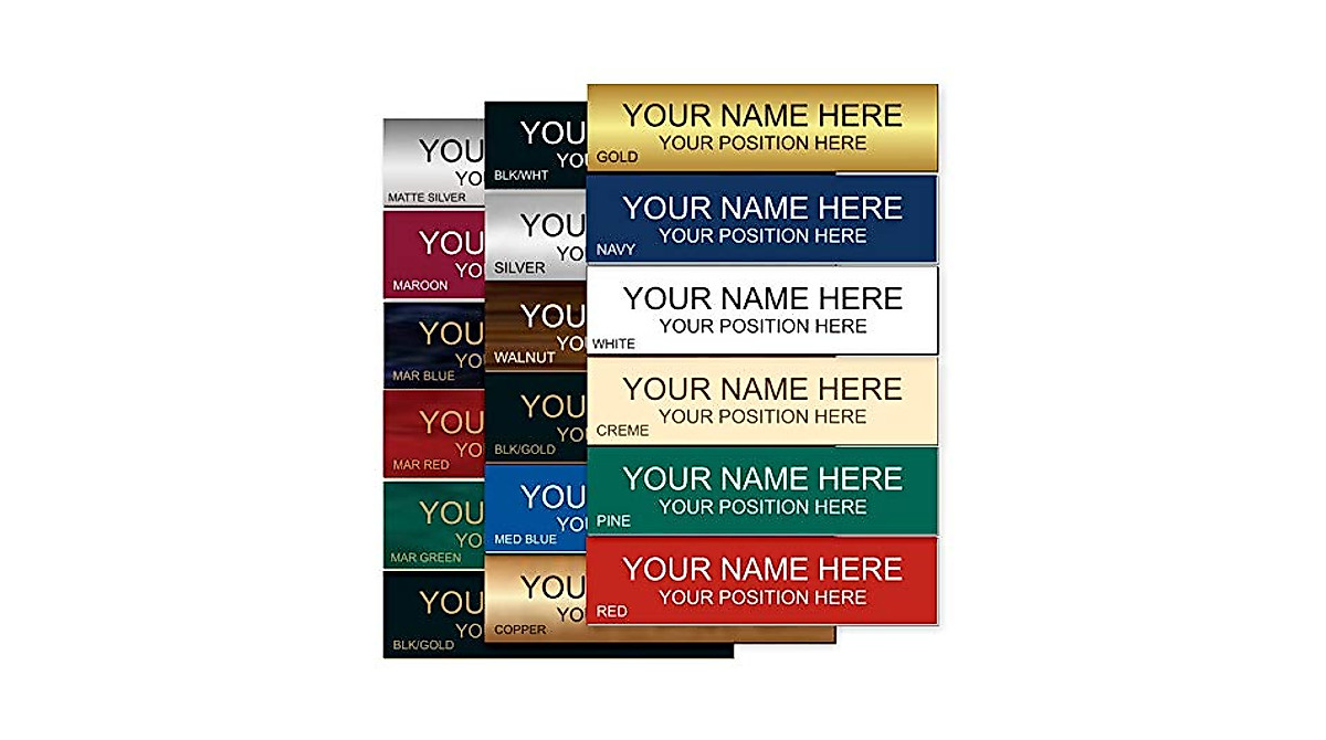 Custom Laser Engraved 2x8 Name Plates - Choose Color