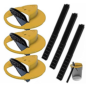 Mouse Trap - Bucket Mouse Traps,Automatic Reset Flip and Slide Bucket Lid Mouse Trap |Humane or Lethal|Reusable|Auto Reset | Indoor Outdoor|5 Gallon Bucket Compatible|3 Pack