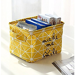 Lannu Canvas Storage Bins Organizer Toy Basket Classical Black and White Fabric Cloth Home Decor,Small,Set of 4