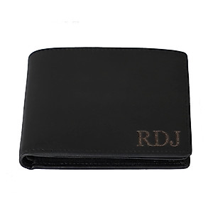 Custom Wallets For Men, Personalized Gifts For Men, Personalized Wallet For Men, Customized Engraved Full Grain Leather with RFID Blocking, Custom Gifts, Customized Wallets For Fathers Day (Black)