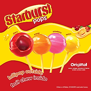 Spangler Candy Starburst Original Lollipops, 0.85 Ounce Pops - 72 Count Display Box