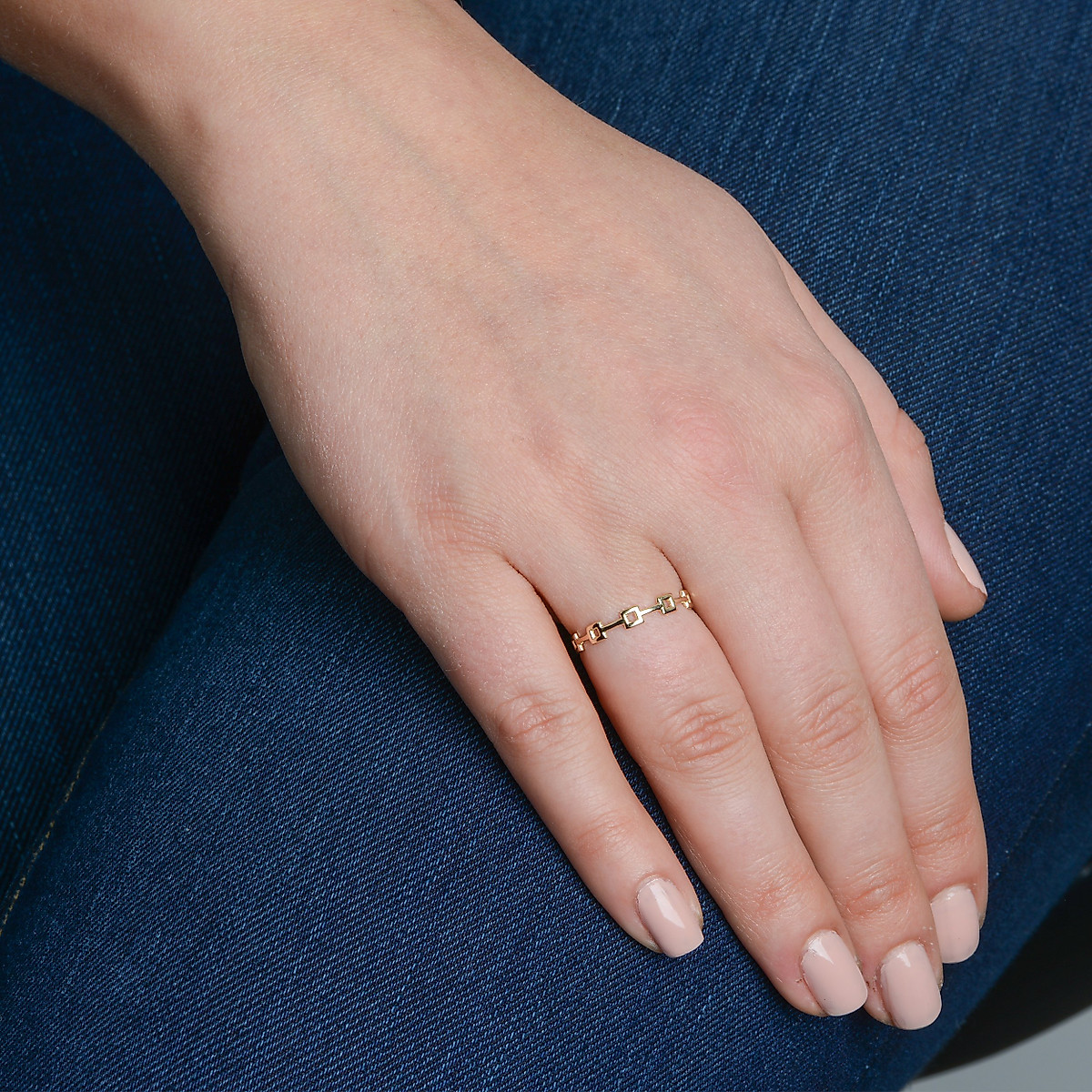 Kooljewelry 14k Yellow Gold Square Cut-outs Ring (size 8)