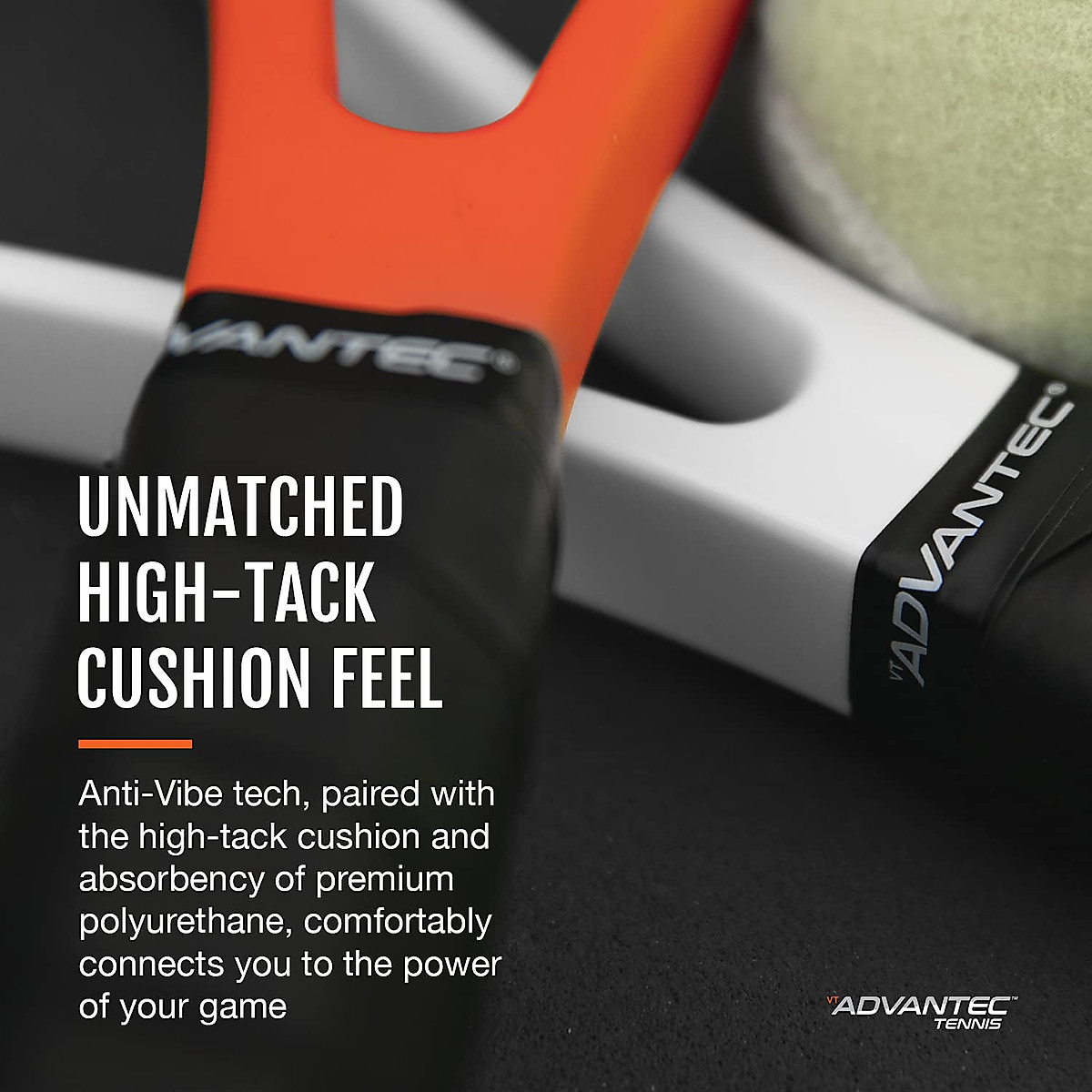 Vibration Dampening Tennis Racket Grip Tape – Advanced Polymer Technology – Dampens Frame Vibration – Simple Adhesive-Free Installation – Optimize Response and Control by VT Advantec