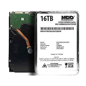 MDD 16TB 7200RPM 256MB Cache SATA 6.0Gb/s 3.5inch Internal Hard Drive for Surveillance Storage (MD16TGSA25672DVR) - 3 Years Warranty