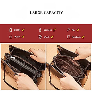 FOXLOVER Leather Tote Handbags for Women, Cowhide Leather Ladies Fashion Top-handle Bags Womens Shoulder Purses and Handbags (Black)