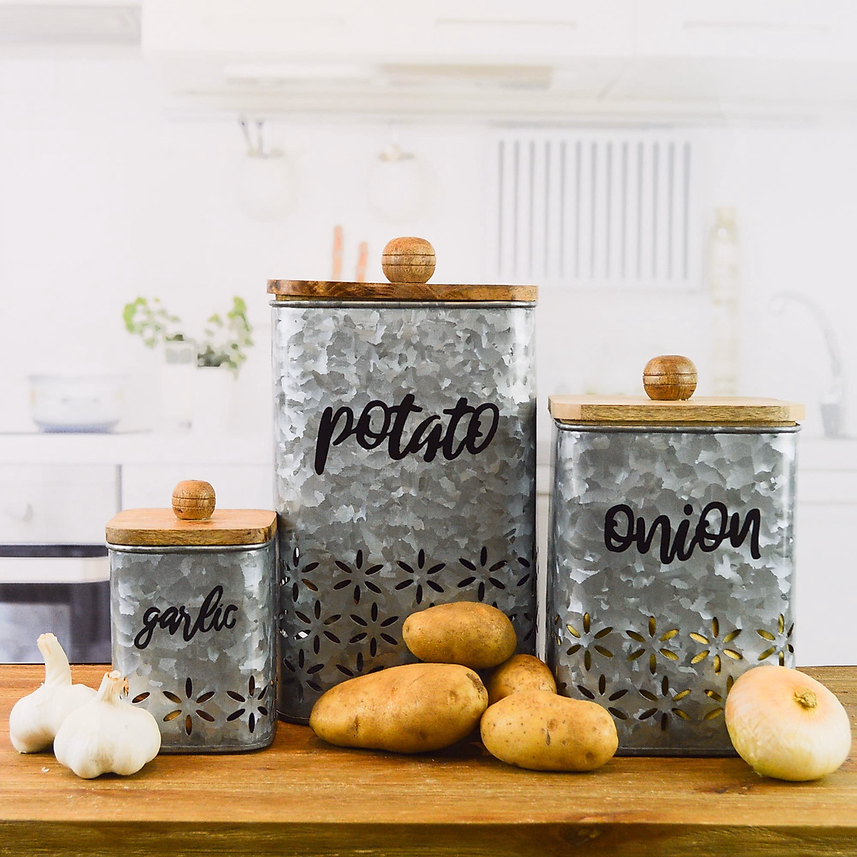 Boston Warehouse Root Vegetable Storage Set for Potatoes, Onions, and Garlic